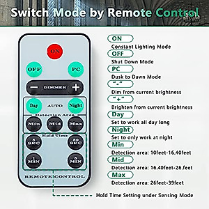 Zorykn 20W Motion Sensor LED Security Light with Remote Control, 1600LM 5000K Dusk to Dawn Plug in Outdoor Flood Light, 2 Adjustable Heads, IP65 Waterproof, 3 Lighting Modes Perfect for Porch, Garden