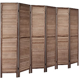 AMBITION LAND 6 Panel Room Dividers and Folding Privacy Screens,Wood Room Divider 5.6 Ft Tall Freestanding Folding Room Divider Screens 15.7" Wide Panel,Panel Divider&Room Divider Wall(6 Panel, Brown)