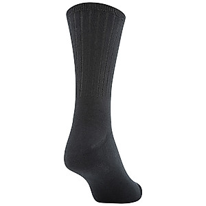 GOLDTOE Women's Casual Ribbed Crew Socks, 6-Pairs, Black, Medium