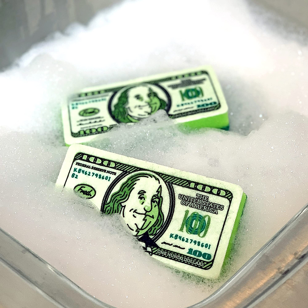 Genuine Fred, Dirty Money, Kitchen Sponges, Set of 2, Green (5286467)