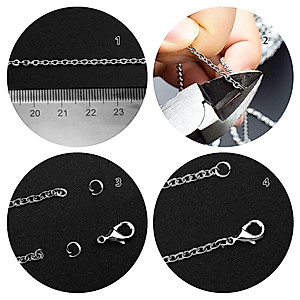 WXJ13 36 Feet Silver Stainless Steel Link Cable Chain with 20 Lobster Clasps and 30 Jump Rings for Men Women Jewelry Chain DIY Making, 2.0mm