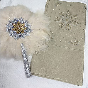 Msbfea Feather Fan with ASO Oke Headtie Matching for Ladies Wedding Party Nigerian Style Fan Design African - ASO Fan Color 202