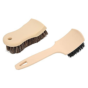 Tefola Horsehair Wheel Brush, Car Wheel Tire Cleaning Brush, Horsehair Interior Exterior for Leather Canvas Sensitive Fabrics