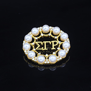 Greek Sorority Brooch 1922 SGR Pearl Brooch Pin Sigmaa Gamma Rho Gift Sorority Paraphernalia Gift for Women Soror (SGR Pearl 01)