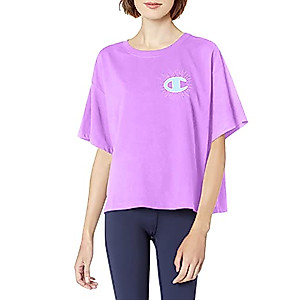 Champion Women's Size Plus Cropped Graphic Tee, Paper Orchid-586788, 1X