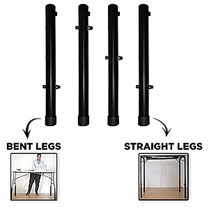 TEH SMART Table Leg Extenders for Folding Table – 4-Pack Table Risers for Straight and Bent Legs – Highly Durable Steel Construction – 16 Inches Height – Ideal for Back Pain (Black, 400x35)