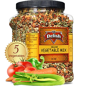 Deluxe Dried Vegetable Soup Mix by Its Delish, 24 Oz (1.5 Lb) Jumbo Container of Dehydrated Vegetables