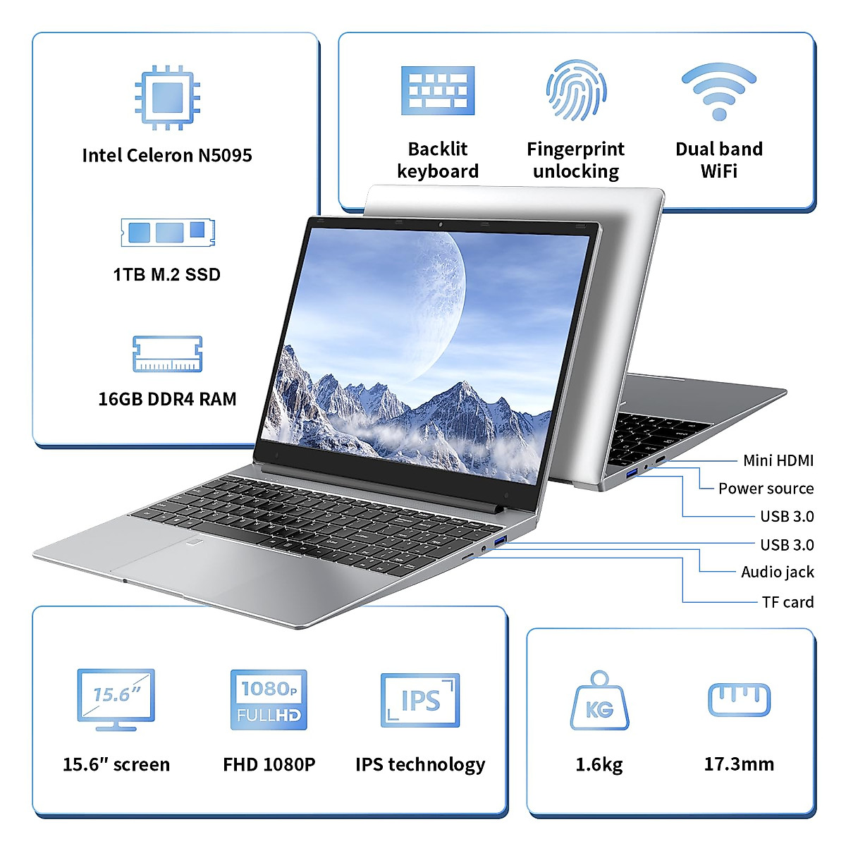 TUHUI Laptop Computer,16GB RAM, 512GB SSD,15.6” Inch Laptops, AMD Ryzen 5 5600U Hexa Core (Beats Intel i7-1255U),6 cores W11P Laptop,4.2GHz Maximum Processor Speed