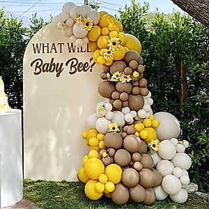 Captank Double Stuffed Mustard Yellow Brown White Sand Balloons Garland Arch Kit Dark Lemon Coffee Pastel Balloons For Daisy Bee Sunshine Sunflower Birthday Baby shower Gender Reveal Graduation
