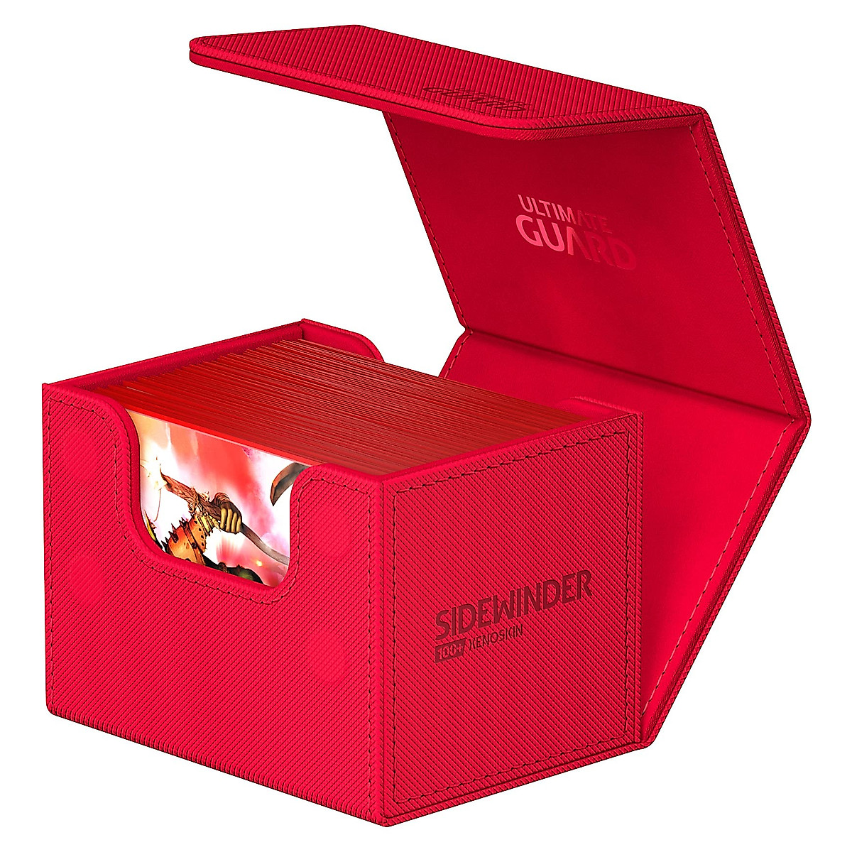Ultimate Guard Sidewinder 100+, Deck Box for 100 Double-Sleeved TCG Cards, Red, Magnetic Closure & Microfiber Inner Lining for Secure Storage
