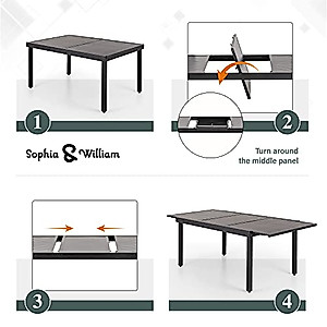 Sophia & William Outdoor Dining Sets for 8 Metal Patio Table Furniture Set 9 Piece with 1 Rectangle Expandable Patio Dining Table and 8 Backyard Garden Outdoor Chairs