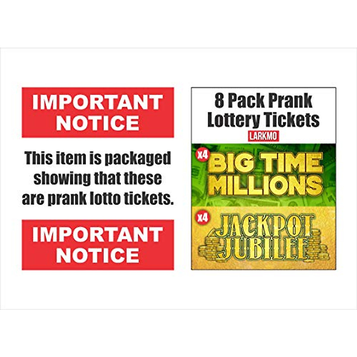 Larkmo Prank Gag Fake Lottery Tickets - 8 Total Tickets, 4 of Each Winning Ticket Design, These Scratch Off Cards Look Super Real Like A Real Scratcher Joke Lotto Ticket, Win 10,000 or $50,000