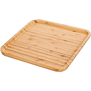 Bearstar 2-Pack Bamboo Square Plates ,12 Inches Cheese Plates Coffee Tea Serving Tray Fruit platters Party Dinner Plates Sour Candy Tray