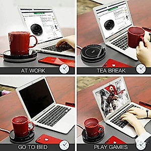 Smart Coffee Warmer, BESTINNKITS Auto On/Off Gravity-induction Mug Warmer for Office Desk Use, Candle Wax Cup Warmer Heating Plate (Up To 131F/55C) (Black)