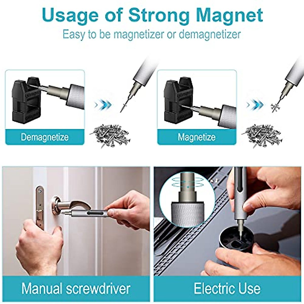 Mini Electric Screwdriver Set, Portable Rechargeable Cordless Power Screwdriver Set with 20 Precision Bits 3 LED Magnetic Repair Automatic Manual Tool Handy for Phone Watch Camera Laptop Toys