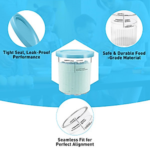 ULTAC Replacement for Ninja Creami Deluxe Pints and Lids – 4 Pack, 24oz Ice Cream Maker Pints, Compatible with Ninja Creami NC501 NC500 Series, Leakproof, Reusable, Dishwasher Safe, Family Size