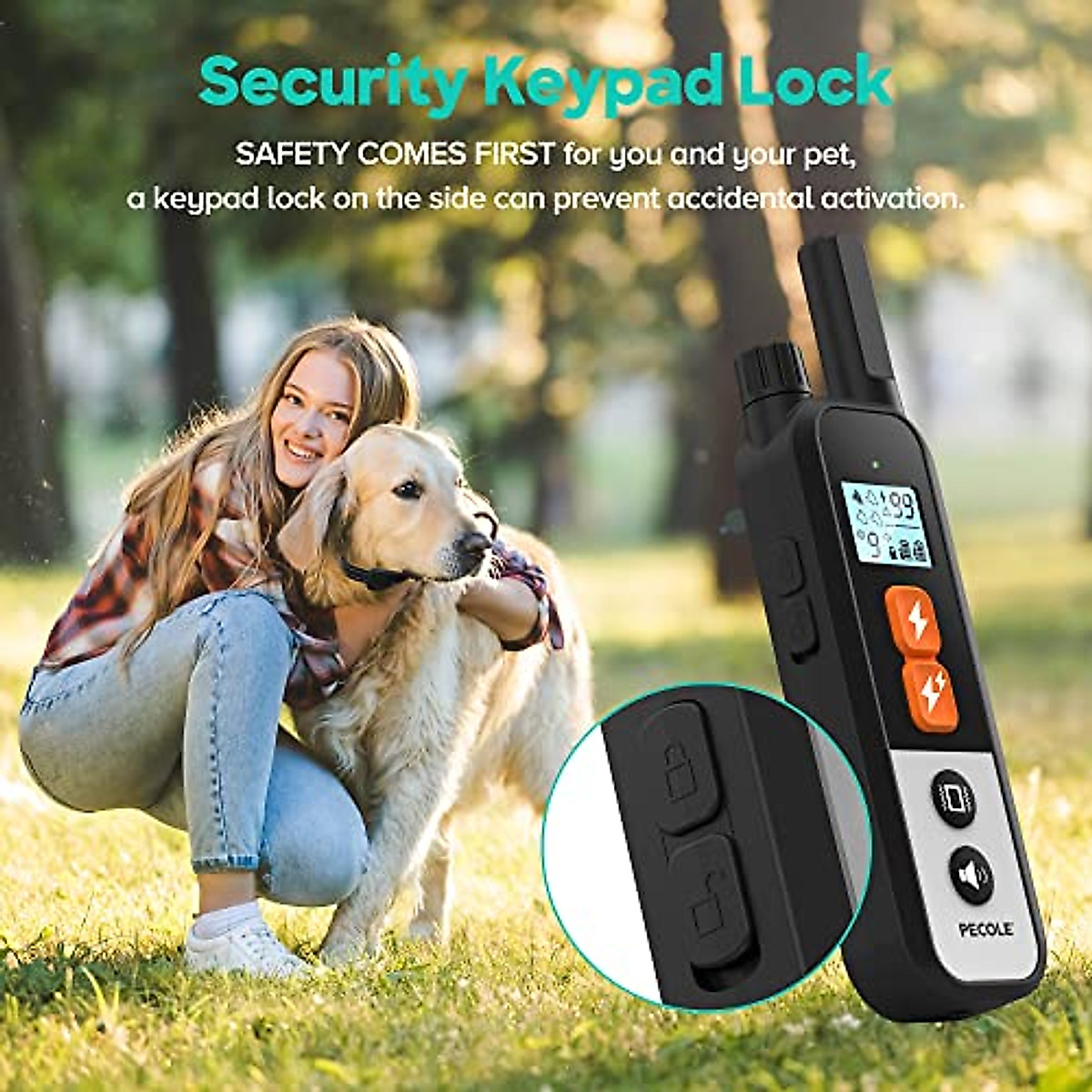 Dog Training Collar with Remote, Shock Collar for Dogs with Vibration and Beep Modes, Rechargeable Transmitter with Security Lock, Waterproof Collar, 99 Adjustable Levels – All Breeds, Sizes