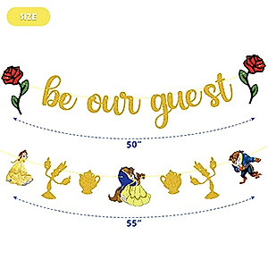 GZDUCK Be Our Guest Banner, Beauty And The Beast Decorations Birthday Bachelorette Engagement Bridal Shower Baby Shower Birthday Party Favor Supplies Decorations