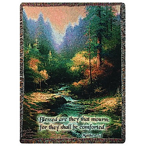 Manual Thomas Kinkade 50 x 60-Inch Tapestry Throw with Verse, Creekside Trail