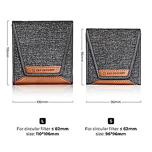 K&F Concept Lens Filter Pouch, Lens Filter Case 3 Pocket Professional Photography Filter Holder Belt Bag Pouch Water-Resistant and Dustproof for Filter Up to 82mm