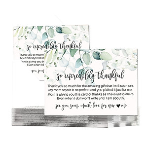 Paper Clever Party Greenery Baby Shower Thank You Cards with Envelopes - 25 Pack - 4x6 Blank Notes with Prefilled Message from Baby Girl - Rustic Eucalyptus Design Stationery Set