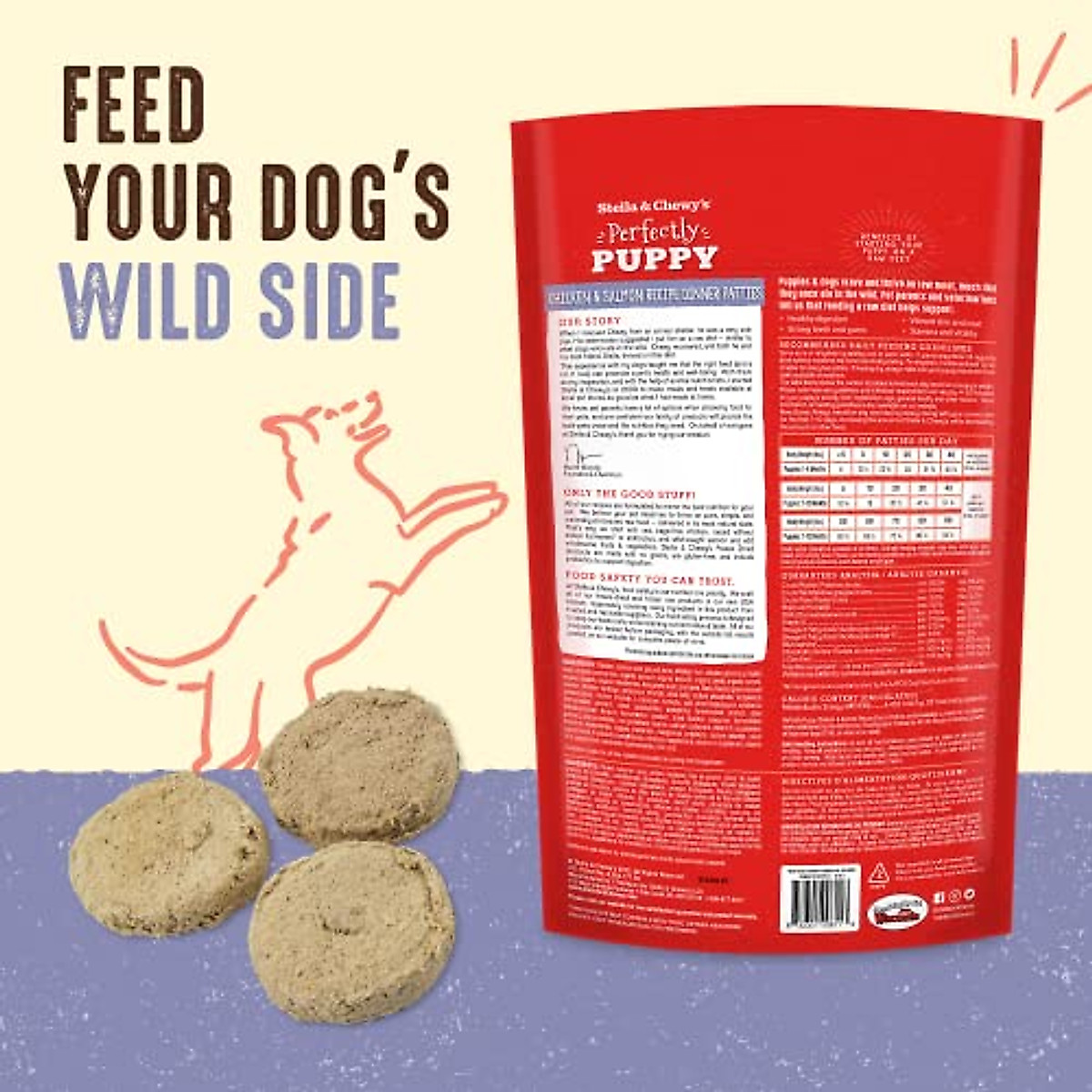 Stella & Chewy’s Freeze Dried Raw Dinner Patties – Crafted for Puppies – Grain Free, Protein Rich Perfectly Puppy Chicken & Salmon Recipe – 14 oz Bag