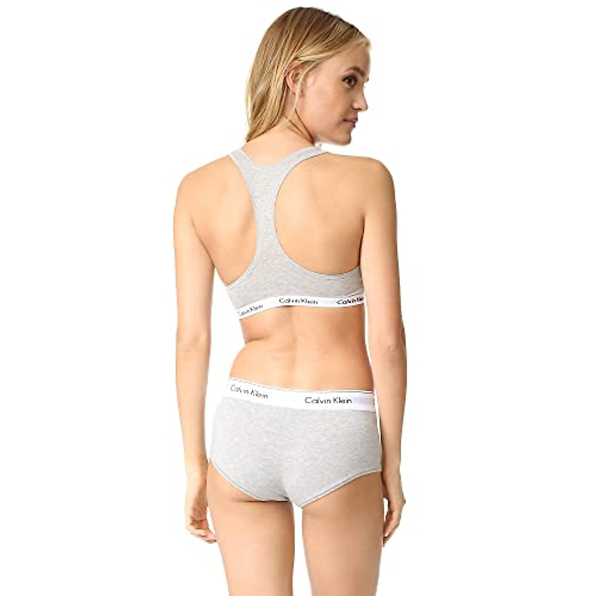 Calvin Klein Women's Carousel Logo Bralette 2-Pack, Black/Grey Heather, Medium