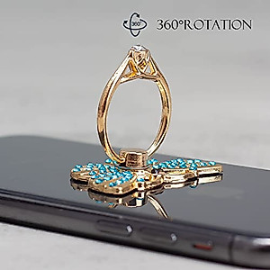 [2 Packs] Butterfly Glitter Bling Bling Phone Ring Holder, Sparkle Phone Ring Grip Artificial Diamond Stand,Rhinestone Cell Finger Ring for Phones,Pad
