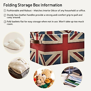 ALAZA British Flag Retro Foldable Storage Box Storage Basket Organizer Bins with Handles for Shelf Closet Living Room Bedroom Home Office 1 Pack