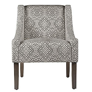 HomePop Modern Swoop Arm Accent Chair, Gray Geometric
