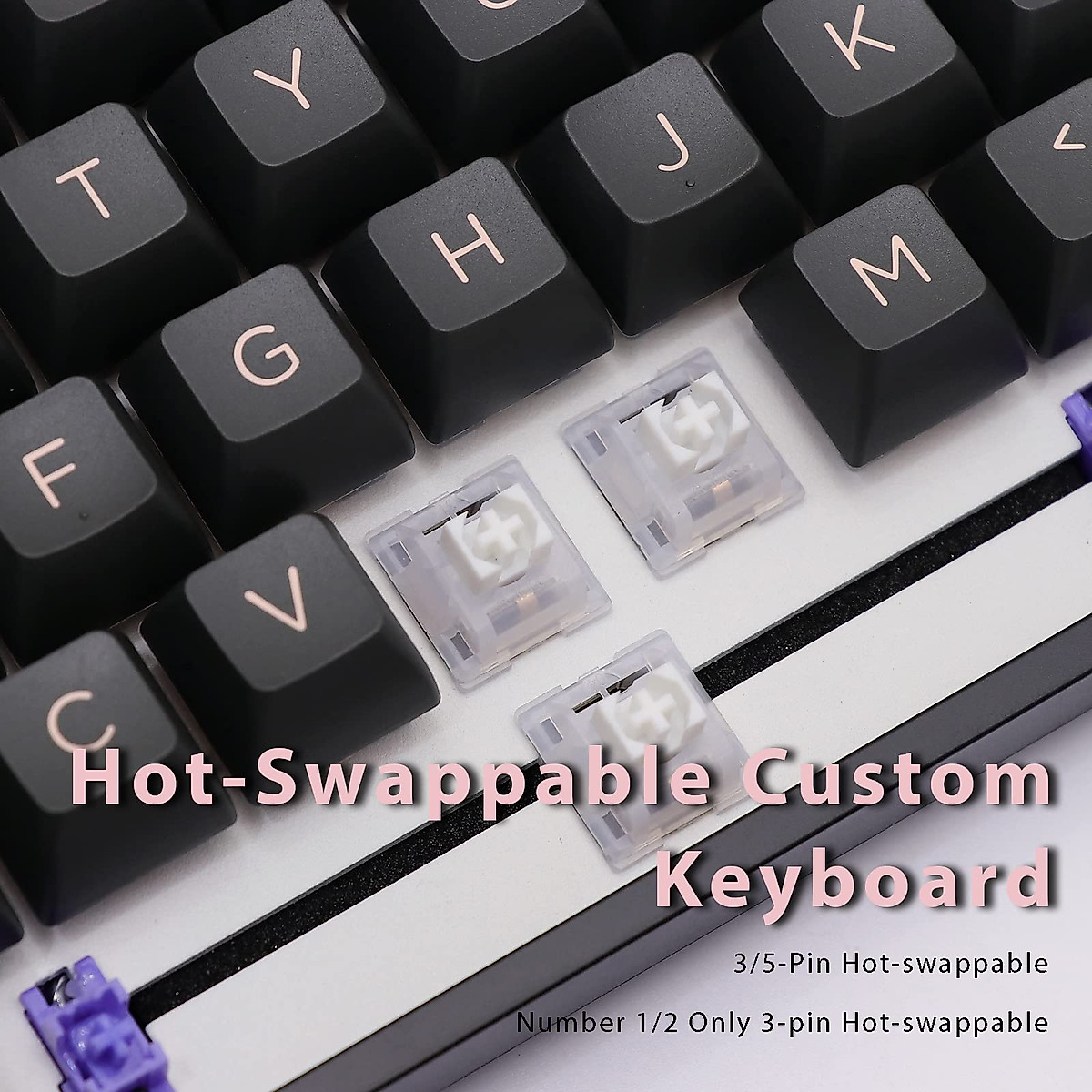 EPOMAKER 3068B Plus Black & Pink 65% Hot-Swap 2.4Ghz Wireless/Bluetooth/Wired Mechanical Gaming Keyboard with RGB Backlight, Double-Shot PBT Keycaps for Gamers/Mac/Win(CS Jelly Pink