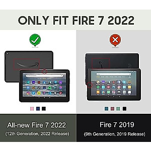 Case Compatible with Amazon All-New Kindle Fire 7 Tablet (2022 Release-12th Generation) Latest Model 7，Slim Fit Foldable Standing Cover Case with Auto Sleep/Wake，Cow Print and Pink