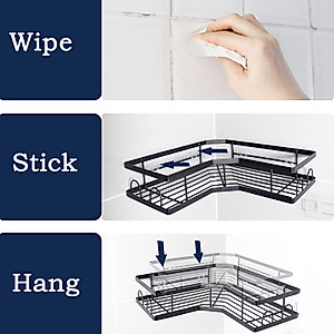 FeekaLife Corner Shower Caddy Shower Organizers Adhesive No Drilling Bathroom Shelves for Storage Shower Organization Shower Caddy Home Decor Kitchen Carbon Steel 2 Pack Black