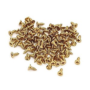 Small Household Screw, Linwood Phillips Flat Head Wood Screw [DIY Screw] for Kitchen/Office Decoration, Boxes/Pictures Decorative Accessories, ＃3 Screw, 200pcs (2×6mm/0.07×0.23in, Gold)