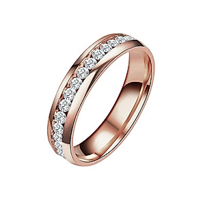 Fashion Jewelry Women's Simulated Diamond Ring Engagement Ring CZ Wedding Band Proposal Rings Elegant Promise Rings (Rose Gold, 9)