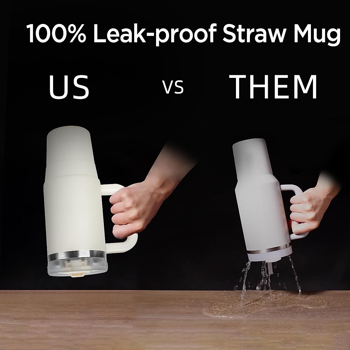 Tyeso 30 oz Tumbler with Handle, Straw and Lid - Leak Resistant Insulated Stainless Steel Water Bottle, Car Cup Holder Friendly Travel Coffee Mug White - Gifts for Men & Women