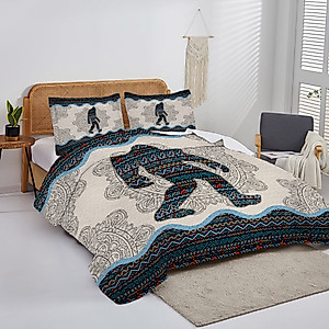 Bigfoot Quilt - Bigfoot and Pine Tree Quilt Set - Bigfoot Sheet Bigfoot Bed Set Twin Queen for Children Adult Teens Girls Boys Soft Microfiber Home Decor