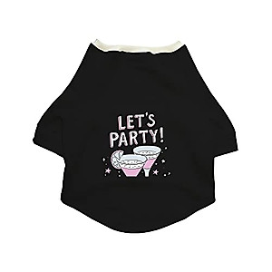 Ruse- Let's Party Printed Round Neck Full Sleeves Technical Dog Jacket/Coat for Dog Clothes Winter Apparel Gift for Dogs/Black/L
