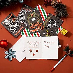 JOYIN 72 PCS Holiday Christmas Greeting Cards with 6 Artistic Greeting Designs With Envelopes for Winter Christmas Season, Merry Christmas Cards, Wintertime Gifts Cards. (Artistic Black Collection)