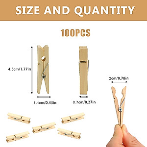 KIMOBER 1.77Inch Wooden Clothespins,Sturdy Natural Wooden Craft Peg Pins Clips for Photos Pictures Paper Crafts,100pcs