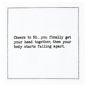 Five Star Napkins 50th Birthday Quotes White Cotton Cocktail Napkins, Beverage Napkins, Bar Napkins, Cloth Napkins, Party Napkins, Events, Holidays, Weddings, Birthdays, Disposable, 4.5" x 4.5"- (50x)