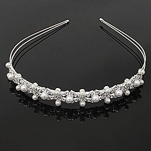 Honbay Fashion Wedding Hair Piece Photography Hair Accessories Bride Bridesmaid Flower Girl Crown Headband Hair Hoop Tiara with Crystal and Faux Pearls