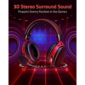 WolfLawS Gaming Headset for PS5 PS4 PC Xbox One Switch, Removable Noise Cancelling Over Ear Headphones with Mic, Bass Surround Sound, Memory Earmuffs, Wired Headsets for Mac Laptop Xbox Series