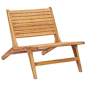 vidaXL Solid Teak Wood Patio Chair Sturdy Durable Weather Resistant Furniture Dining Chair Garden Outdoor Seat Backyard Courtyard Porch Poolside Home