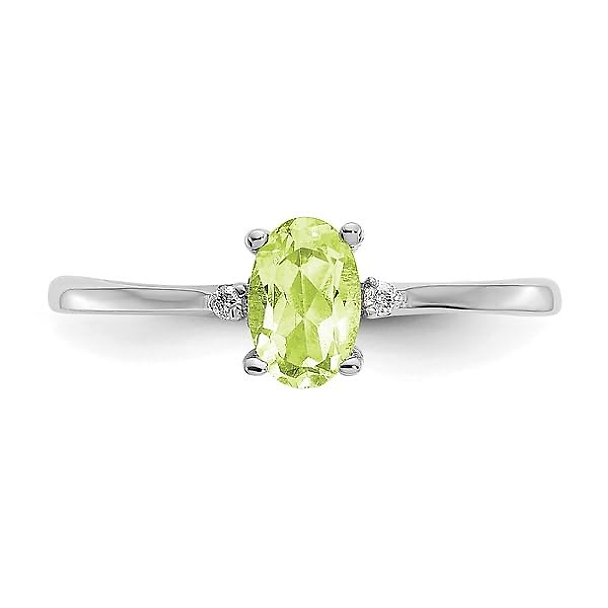 IceCarats 14K White Gold Diamond Green Peridot Ring April August Birthstone Jewelry Size 6