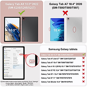 INFILAND Compatible with Samsung Galaxy Tab A8 Case Cover with HD Clear Transparent Back Fit Galaxy Tab A8 10.5 inch 2022 SM-X200/X205/X207 [Auto Wake/Sleep] Rose Gold