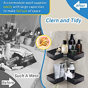 Yinlinsta Large Shower Caddy-2 Pack Black Shower Caddy - Bathroom Organizers and Storage, Shower Shelves for Convenient Shower Organization