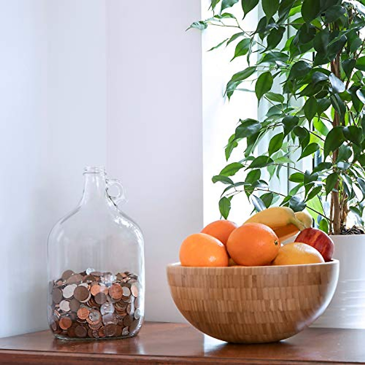 Glass Money Jar - 1 US Gallon - Holds Over $2,000 in $1 Coins!