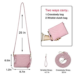 AMELIE GALANTI Small Crossbody Purse Bag For Women,Wristlet Clutch Handbag And Crossbody Wallet With Shoulder Strap For Cell Phone (pink-c)