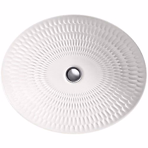 KOHLER K-17889-RL-K8 ARTIST EDITIONS Derring Design on Oval Under-Mount Bathroom Sink, Translucent White